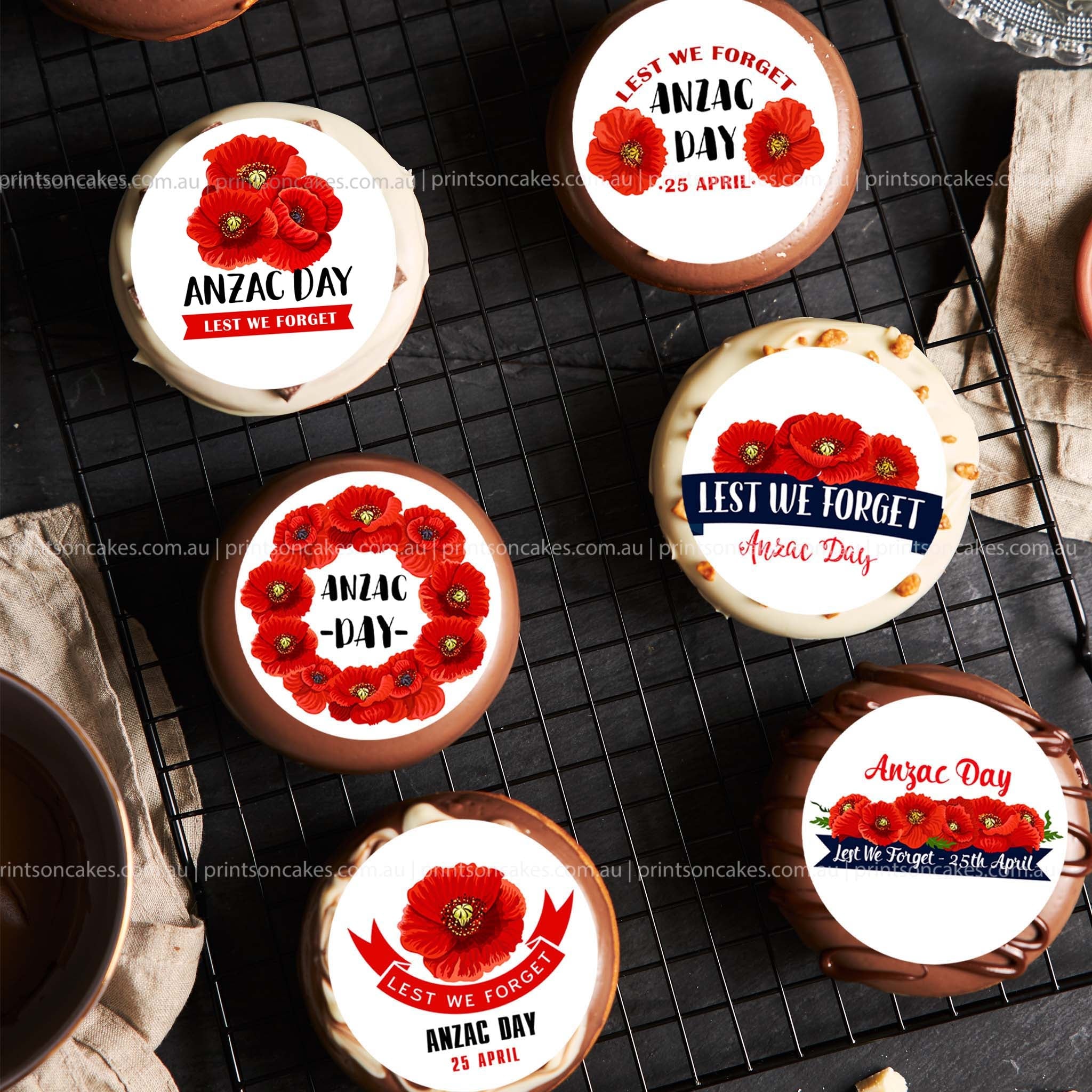 Anzac Day Poppies - Pre-cut - Edible Icing Images – Prints On Cakes