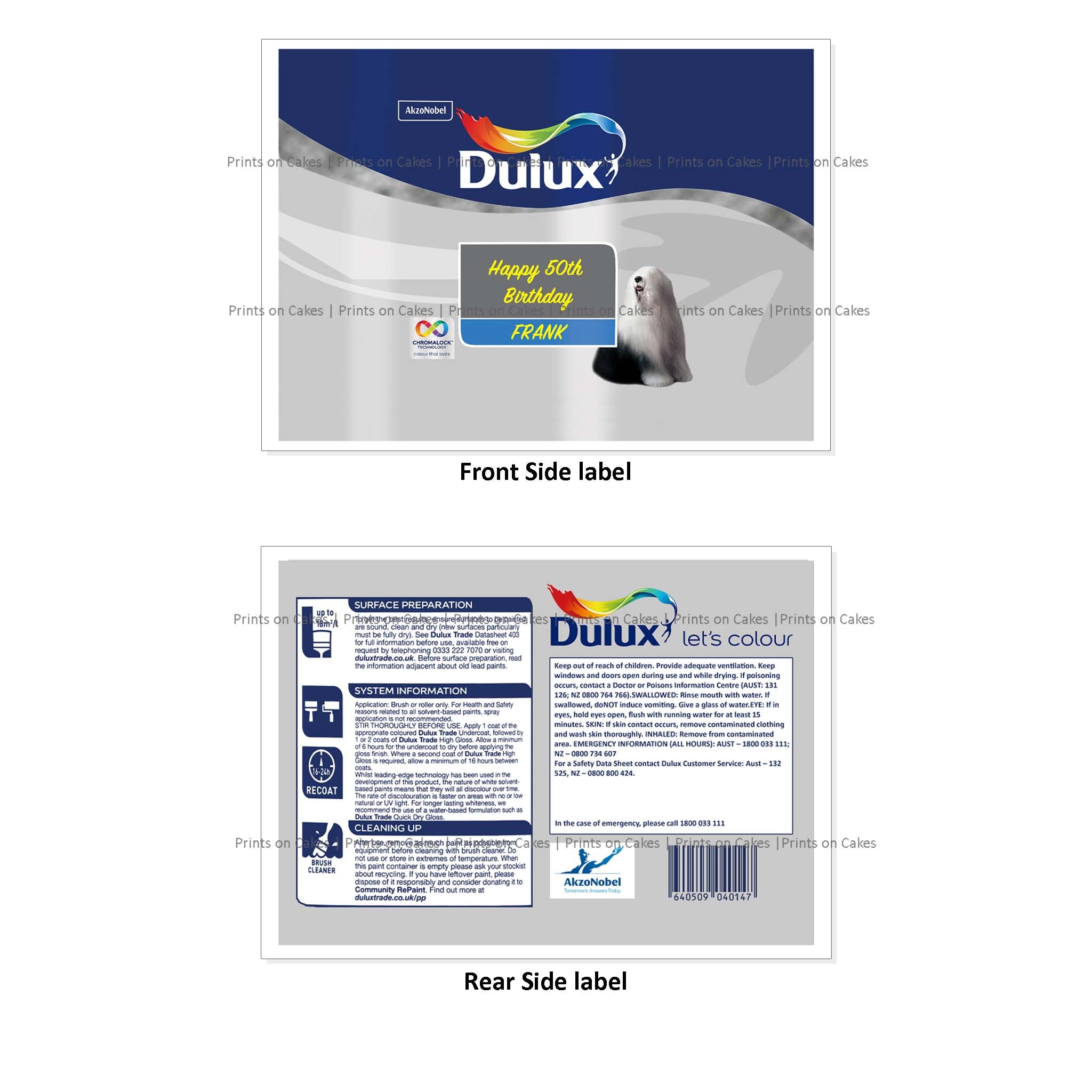 Custom Edible Icing Cake Wrap for Dulux Paint Tin Can – Prints On Cakes